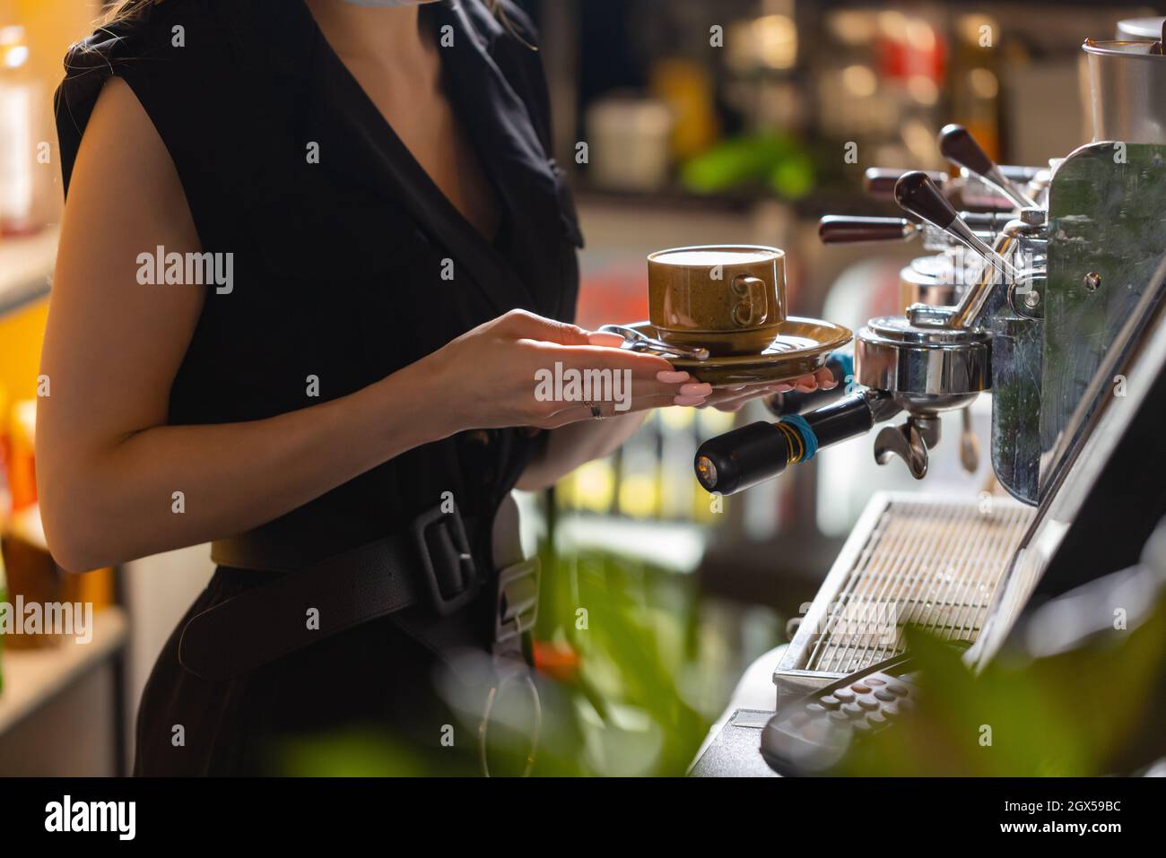 Barista Cafe Making Coffee Preparation Service Concept Stock Photo - Alamy