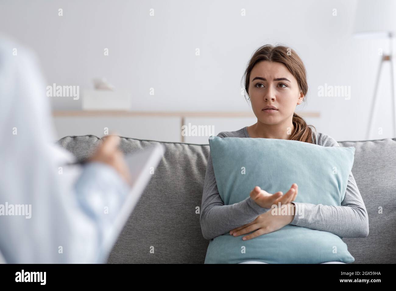 Despaired unhappy european millennial woman suffering from depression ...