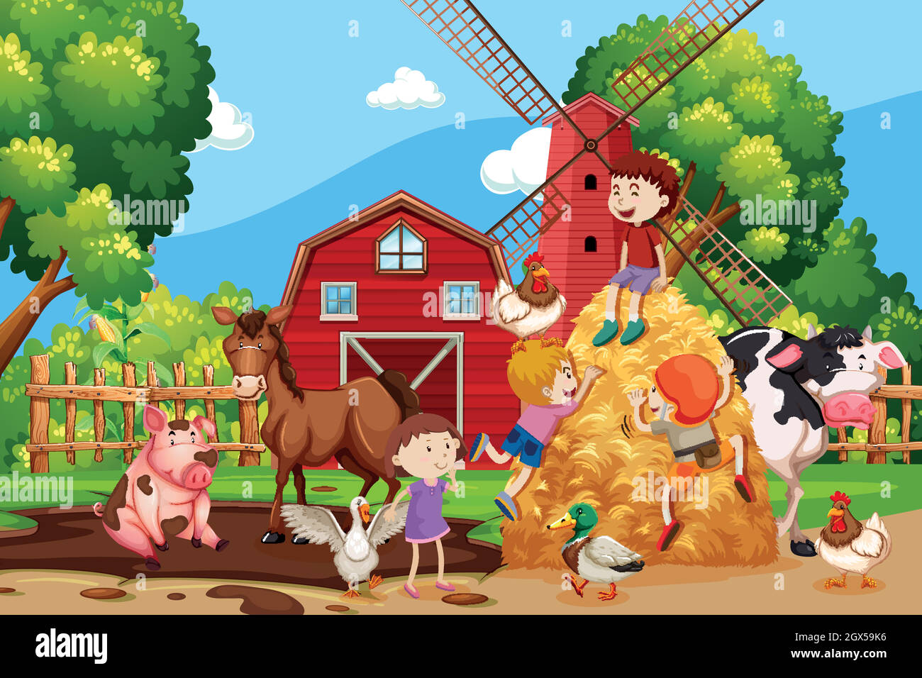 Children farm animals fence hi-res stock photography and images - Alamy