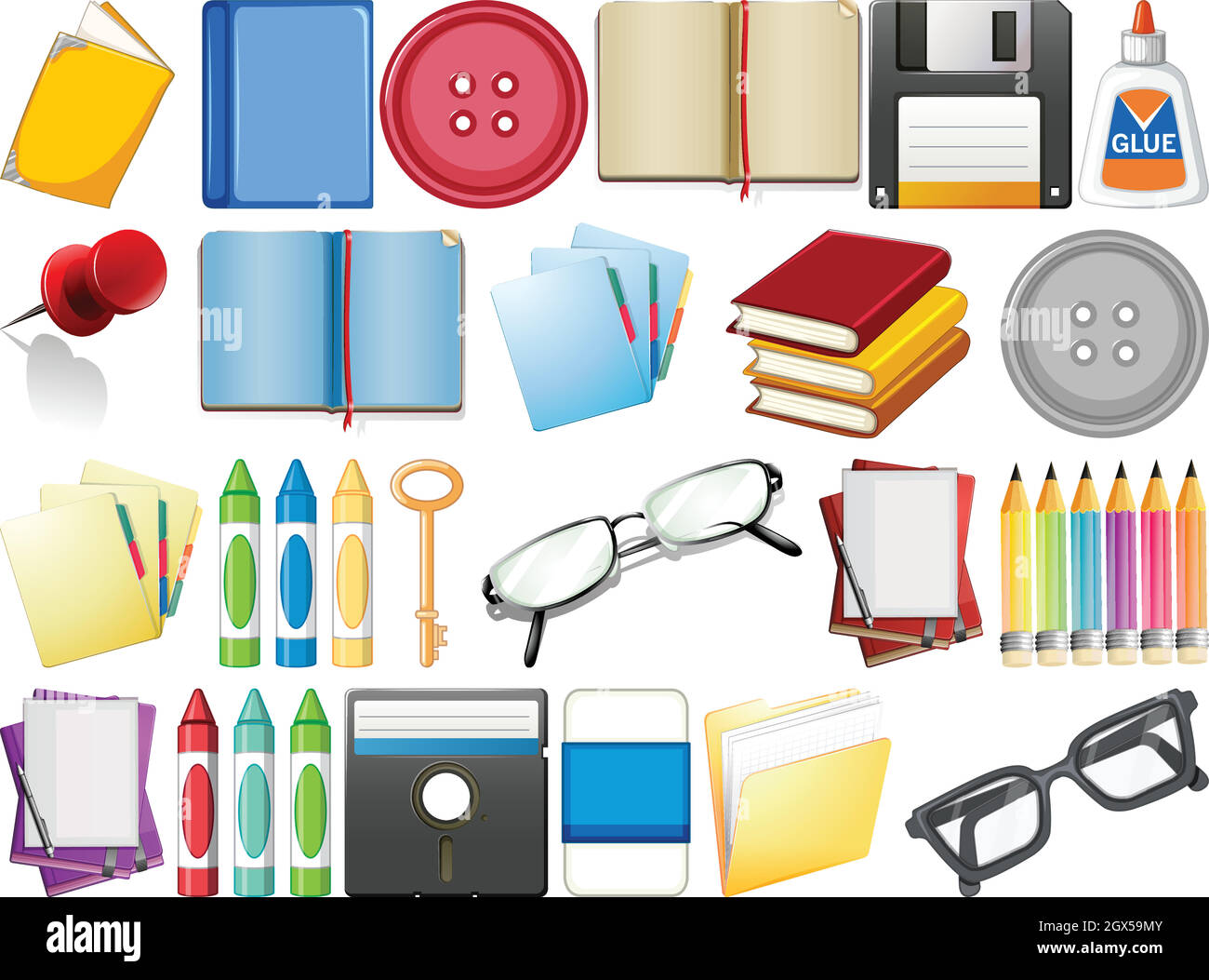 Set of stationary object Stock Vector Image & Art - Alamy