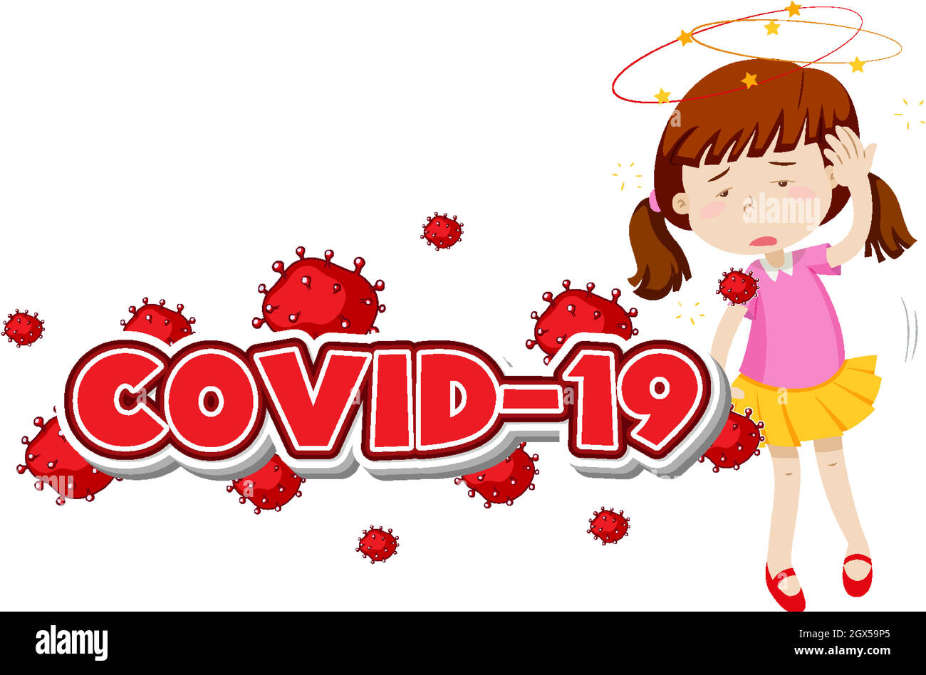 Covid 19 sign template with sick girl Stock Vector Image & Art - Alamy