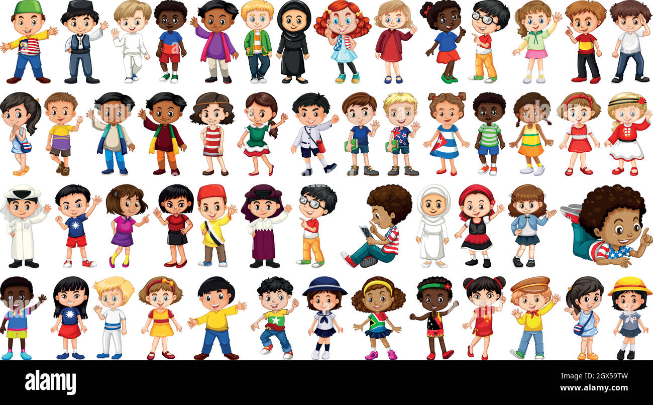Set of international kids character Stock Vector Image & Art - Alamy