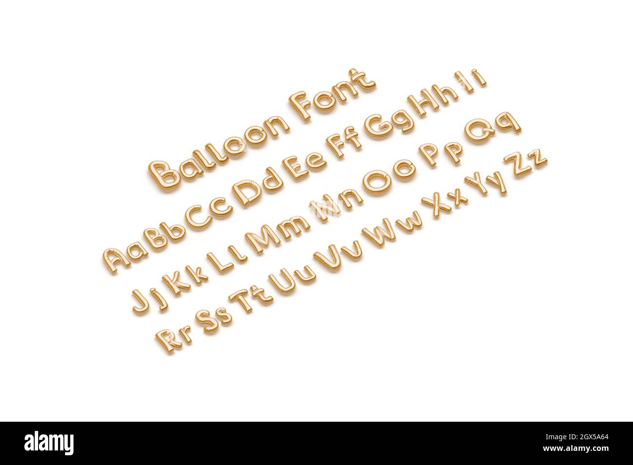 Inflated gold balloon font with capital and lowercase alphabet ...