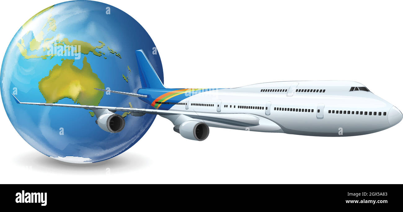 Earth globe and airplane Stock Vector Image & Art - Alamy