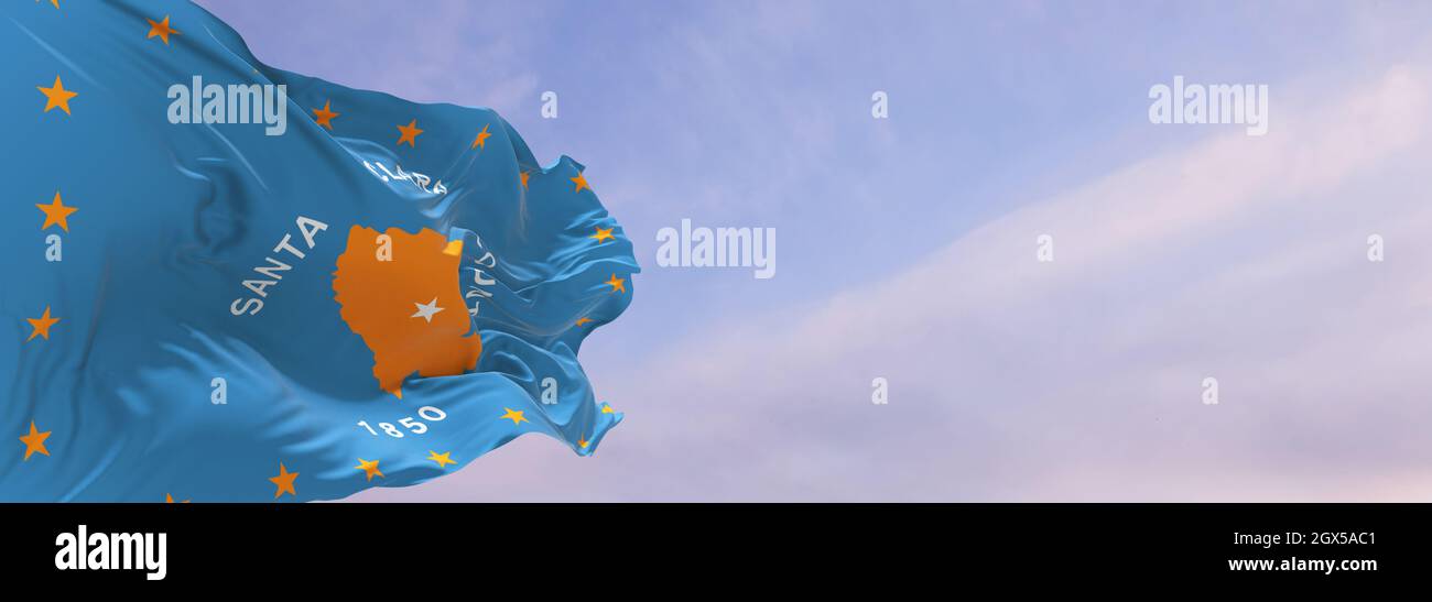 flag of county Santa Clara, California , USA at cloudy sky background ...