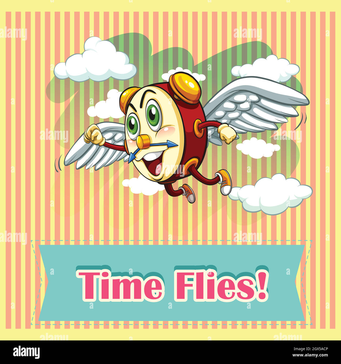 Time flying alarm clock Stock Vector Images - Alamy