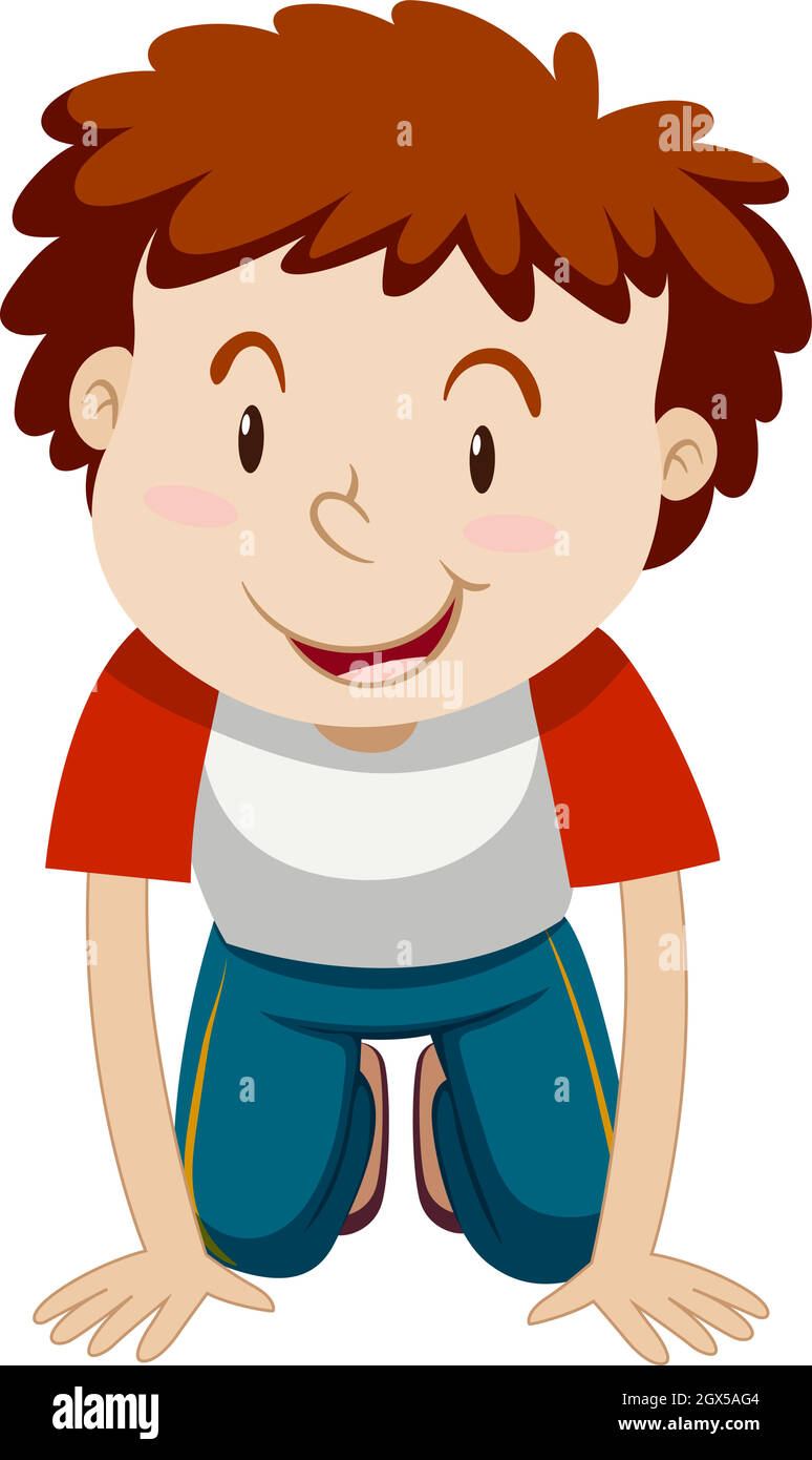 Cartoon Boy Looking Down