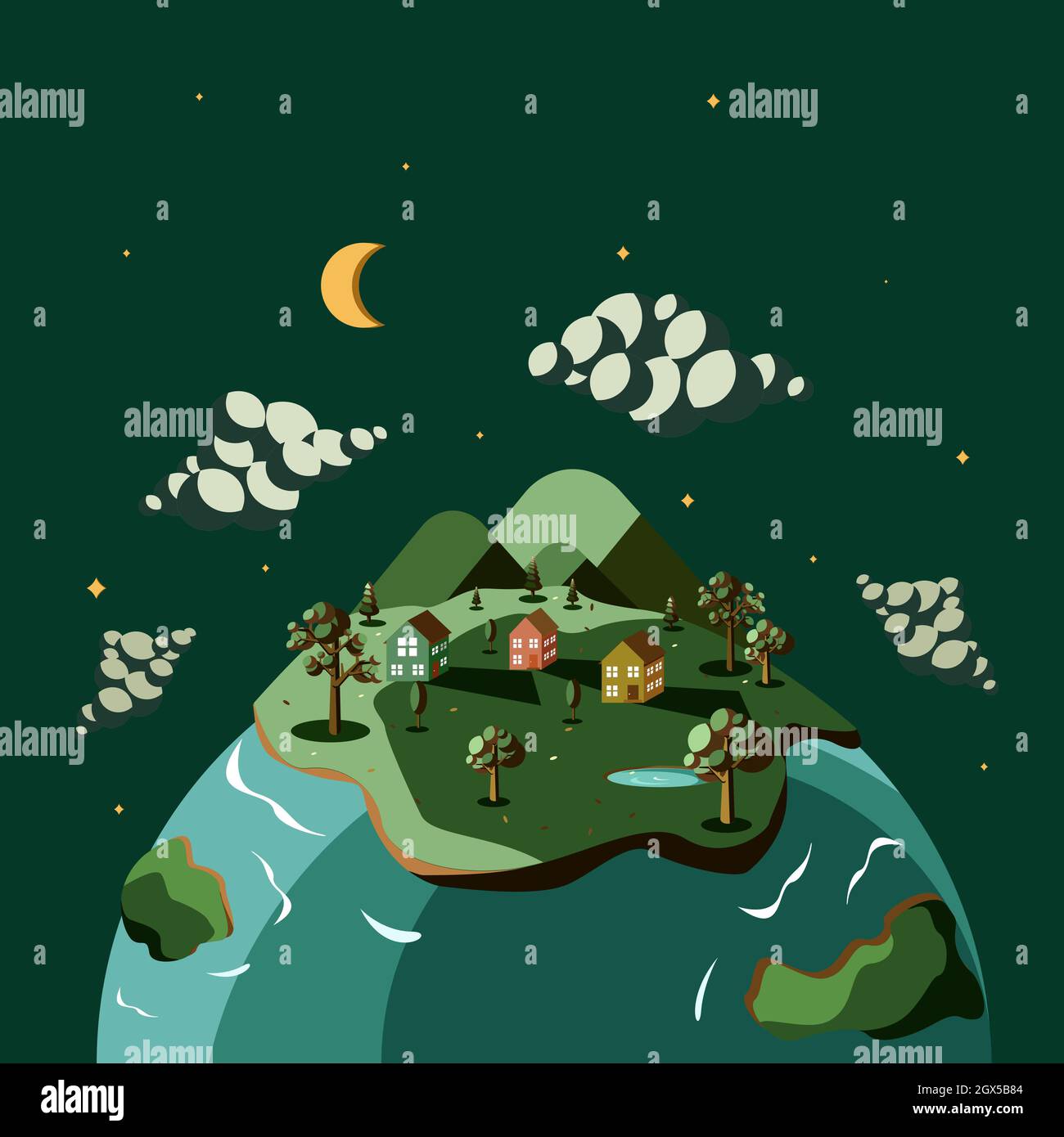 Flat earth night sky Stock Vector Images - Alamy