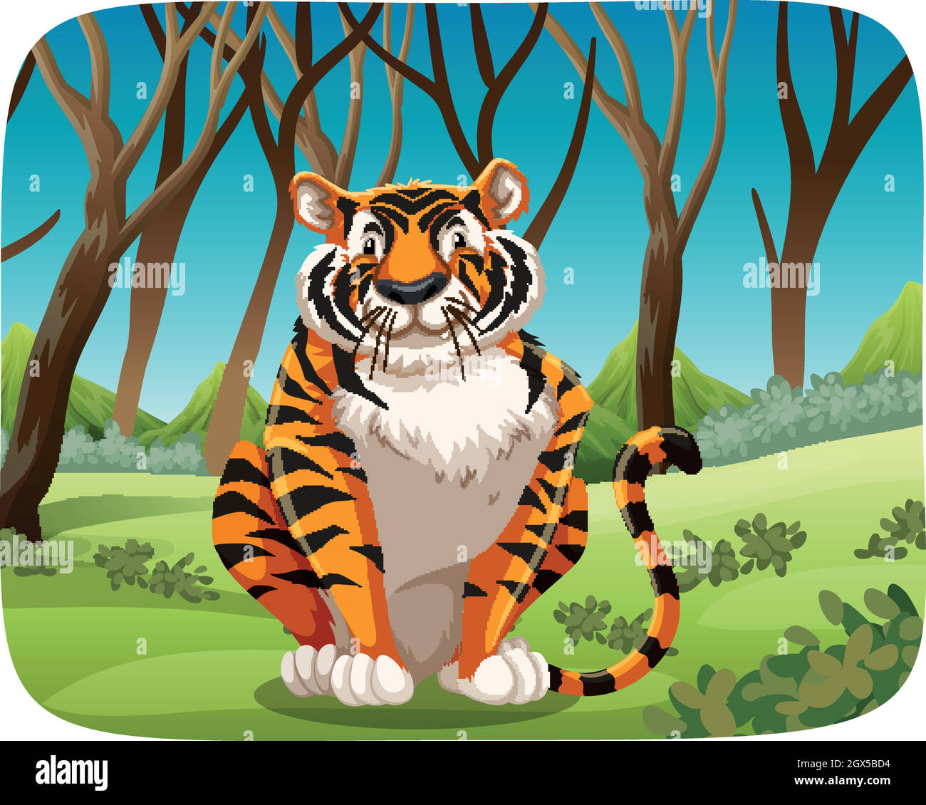 Tiger animal in a tropical jungle illustration Stock Vector Images - Alamy