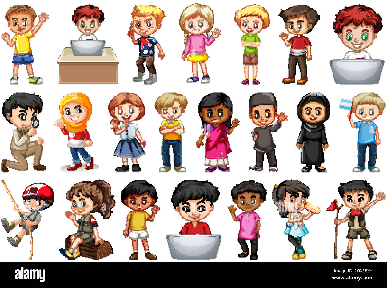 Large group use computers Stock Vector Images - Alamy