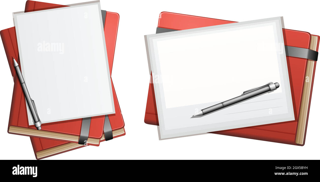 Red notebooks and pencils Stock Vector Image & Art - Alamy