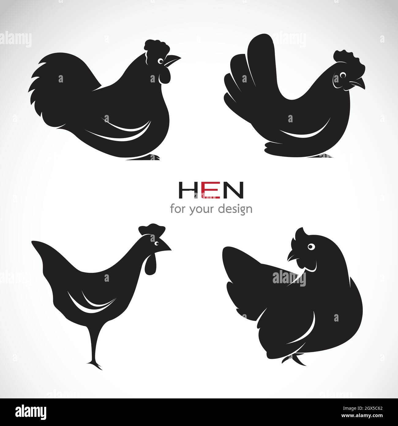 Vector group of hen design on white background. Easy editable layered ...