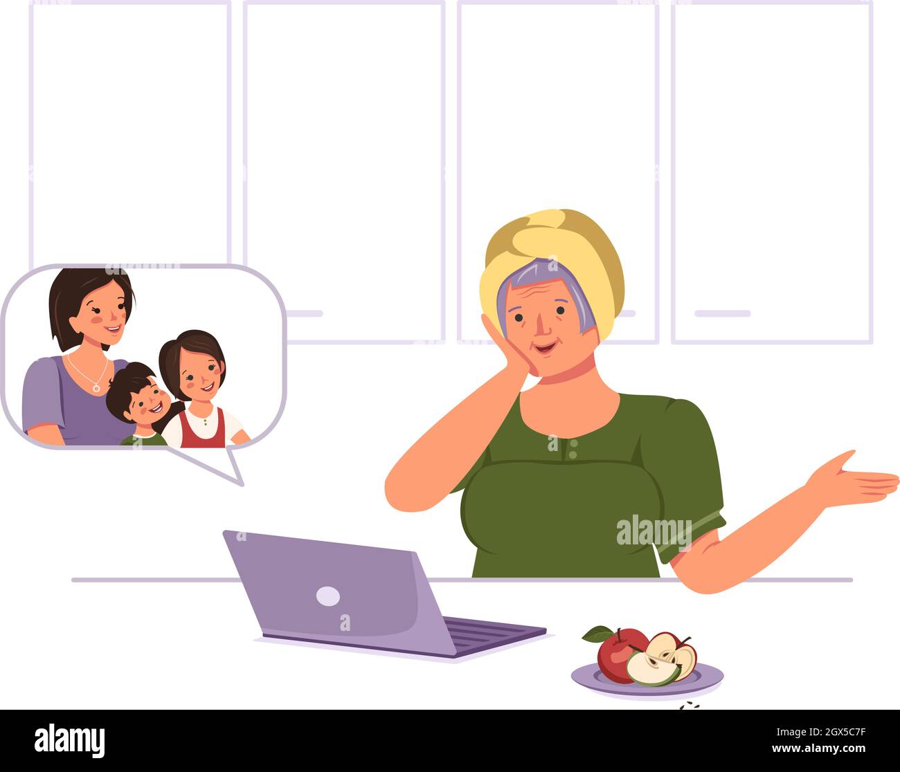Cheerful senior woman laptop Stock Vector Images - Alamy