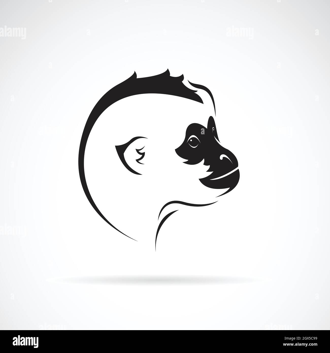 Vector of northern white-cheeked gibbon head design on white background ...