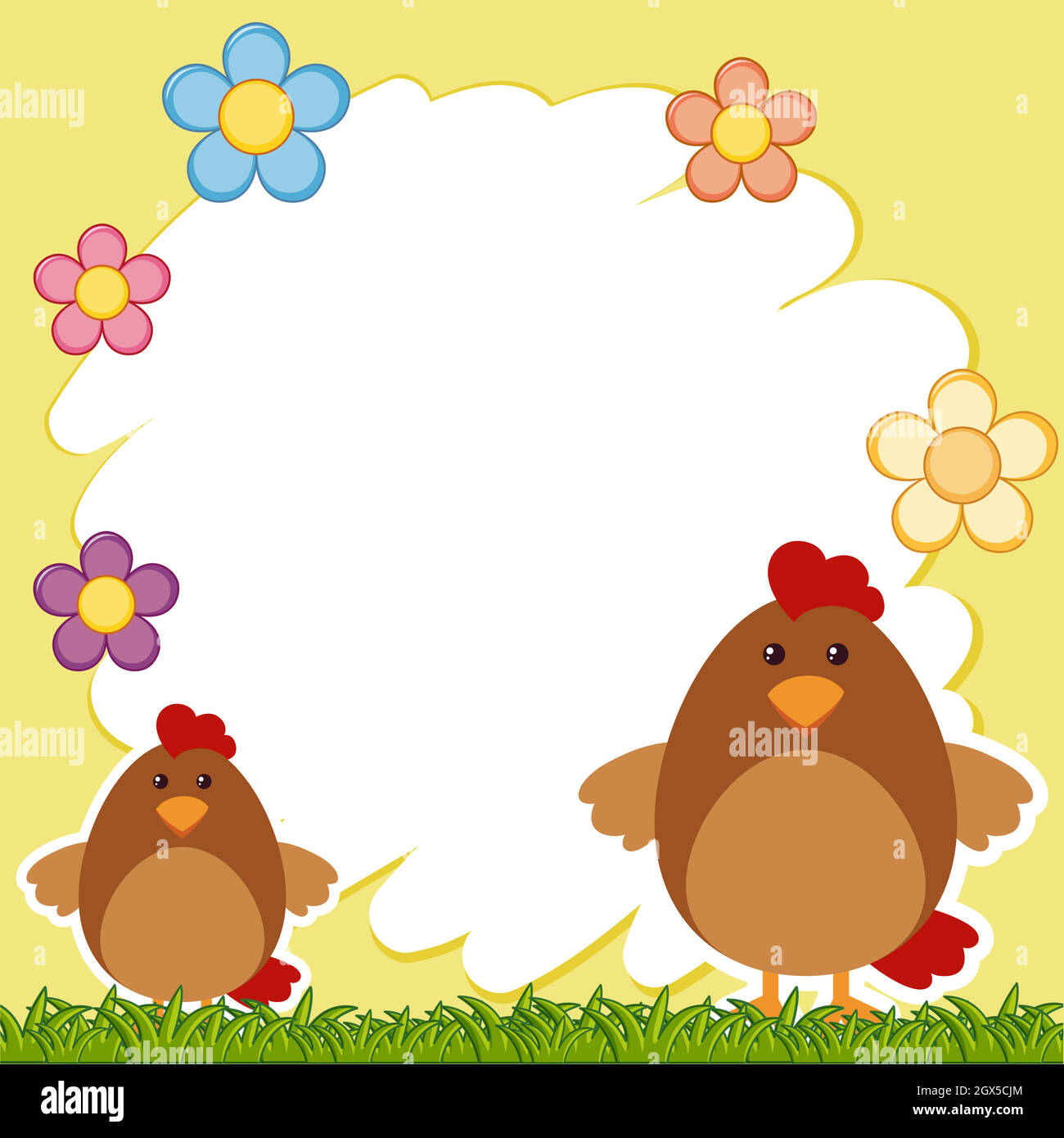 Border template with two chickens Stock Vector Image & Art - Alamy
