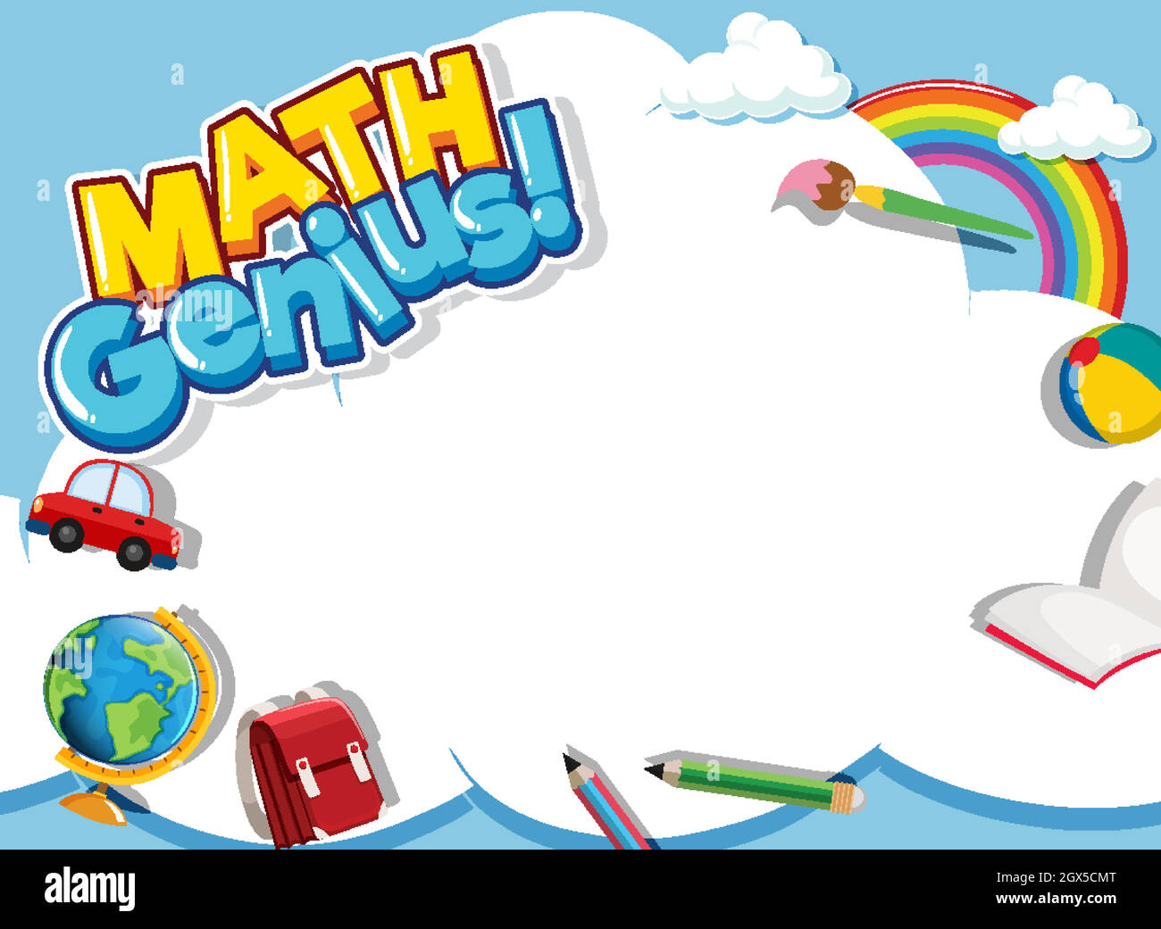 Frame design template with school items and sky background Stock Vector ...