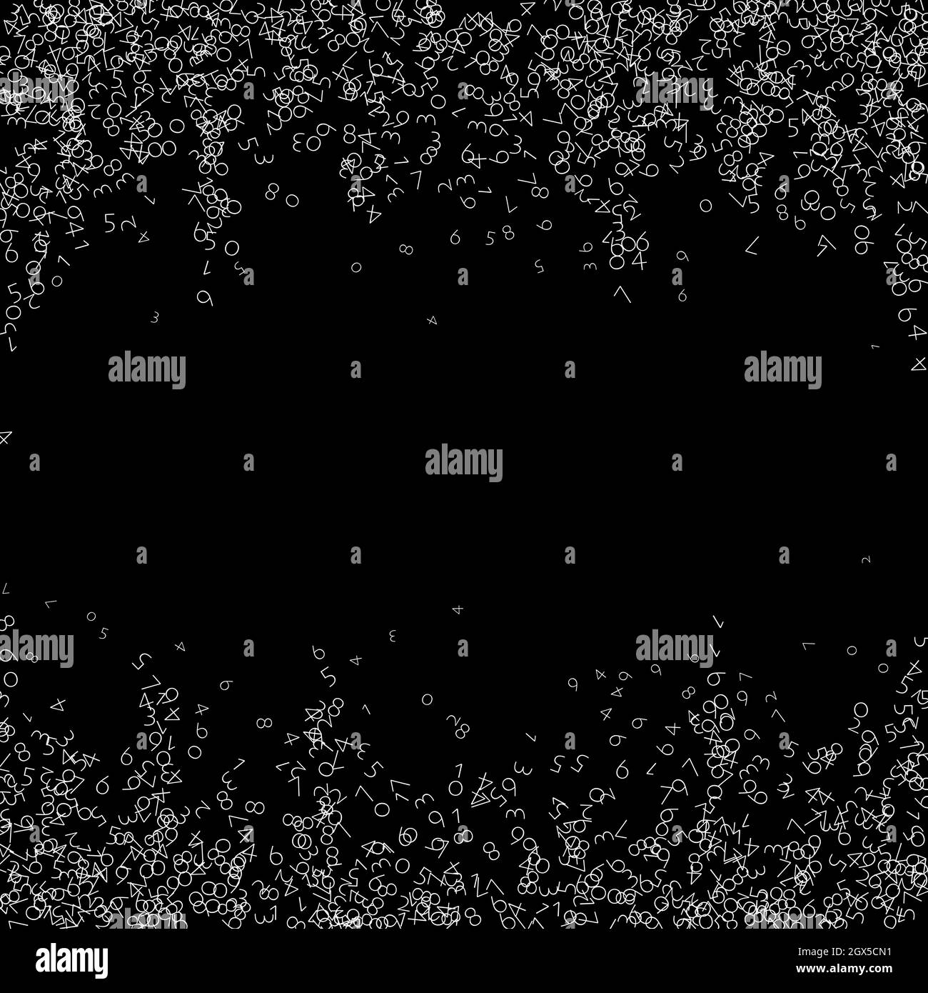 Falling numbers, big data concept. Binary white chaotic flying digits. Amusing futuristic banner ...