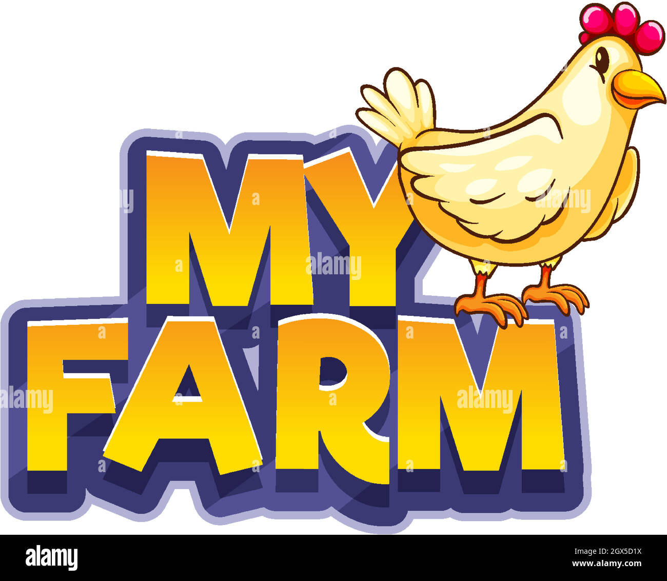 Font design for word my farm with cute chicken Stock Vector Image & Art ...