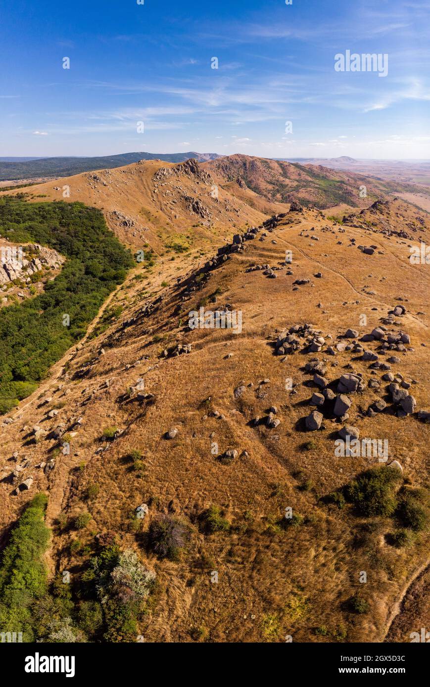 Panoramic View over the Landscape in Macin Mountains, Tulcea, Romania ...