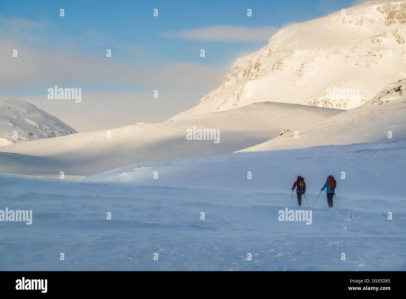 Two people ski-touring in Norway mountains Stock Photo - Alamy