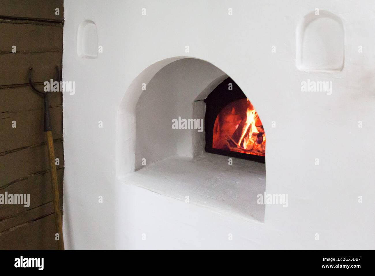 large Russian stove in a village house with clay pot Stock Photo - Alamy