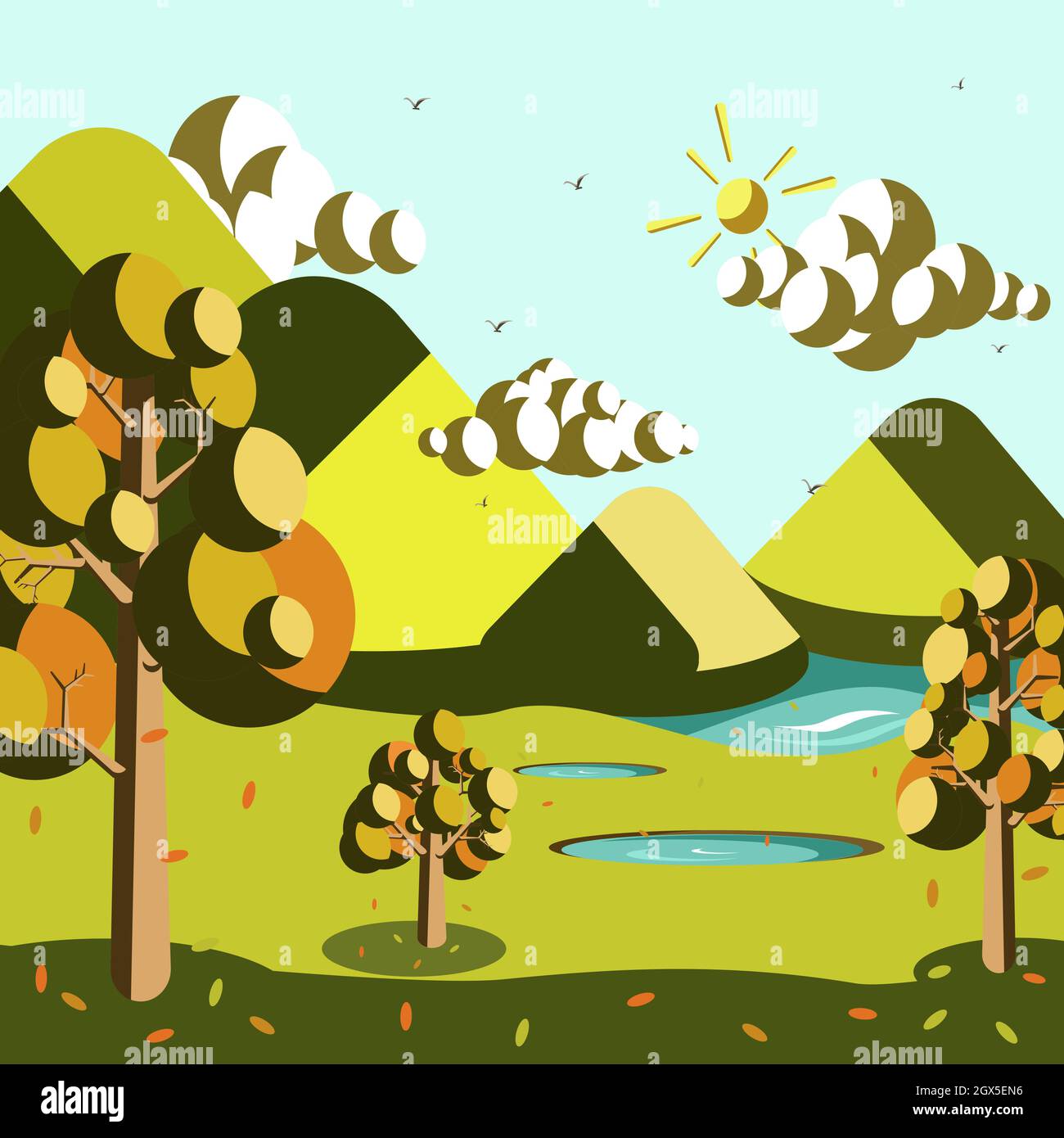 Spring Earth Landscape Illustration Stock Vector Image & Art - Alamy