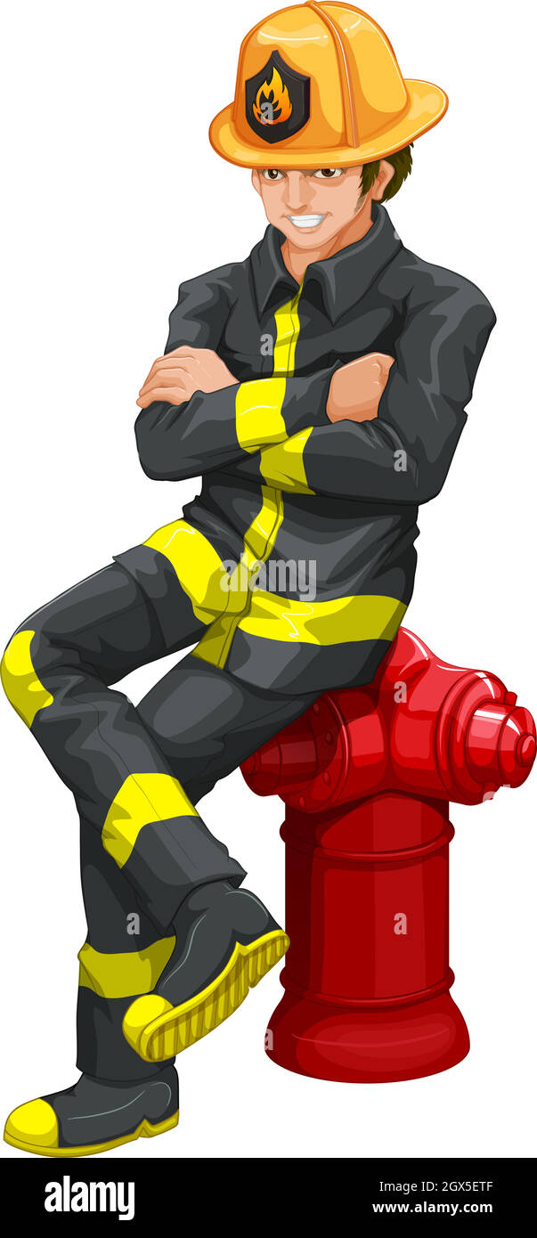 Fireman white background Stock Vector Images - Alamy