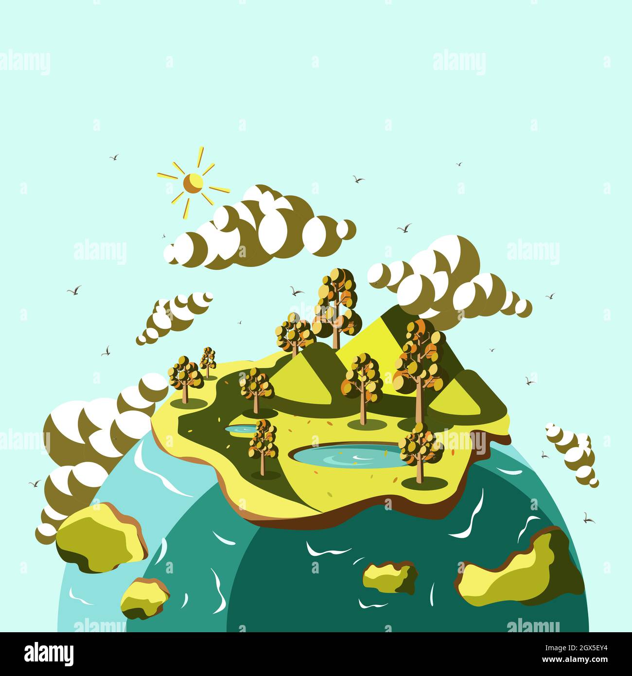 Spring Earth Landscape Illustration Stock Vector Image & Art - Alamy