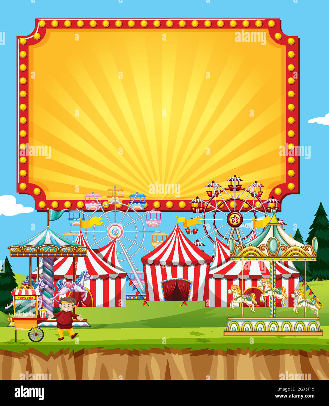 Circus scene with sign template in the sky Stock Vector Image & Art - Alamy