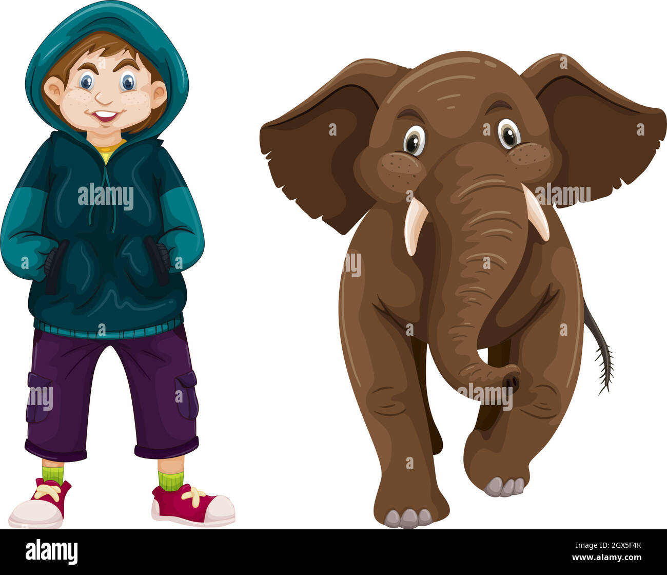 Little boy and baby elephant Stock Vector Image & Art - Alamy