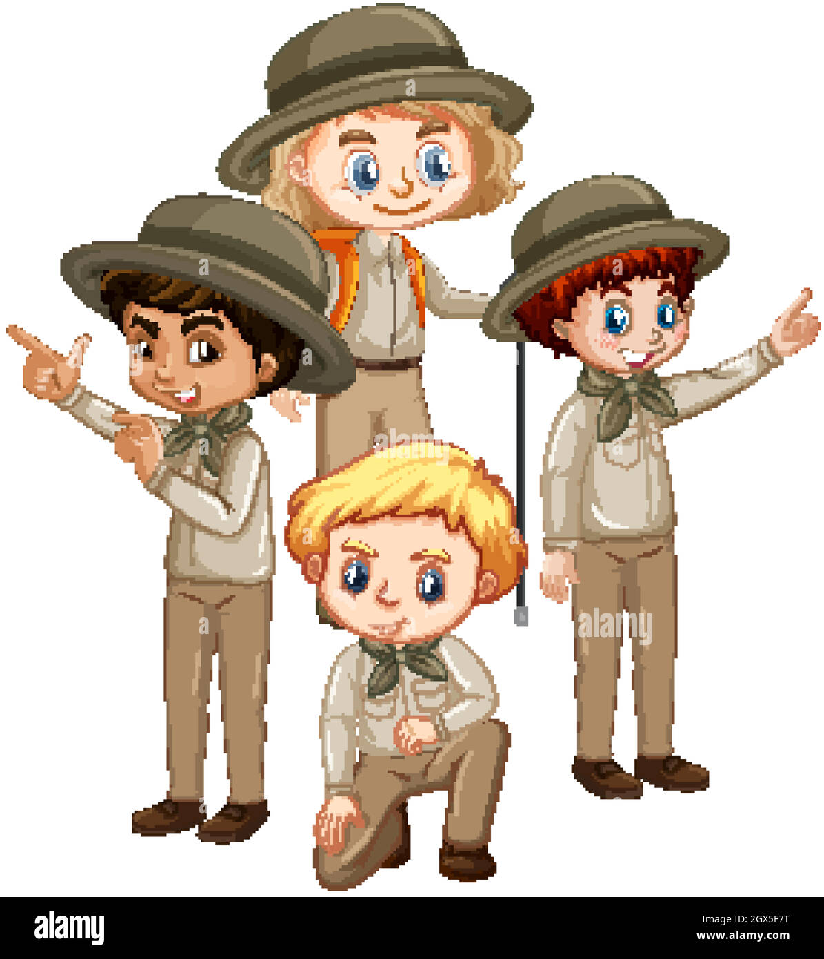 Four children in brown uniform Stock Vector Image & Art - Alamy