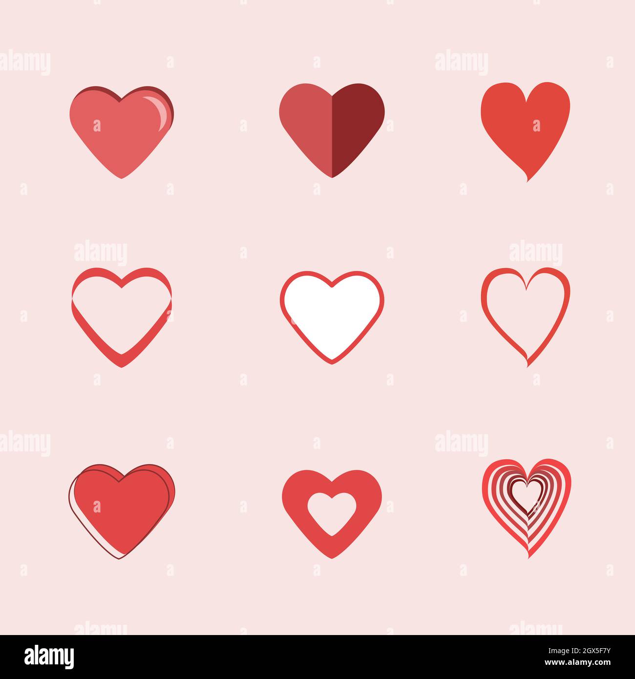 Vector hearts set different style and shape Stock Vector Images - Alamy