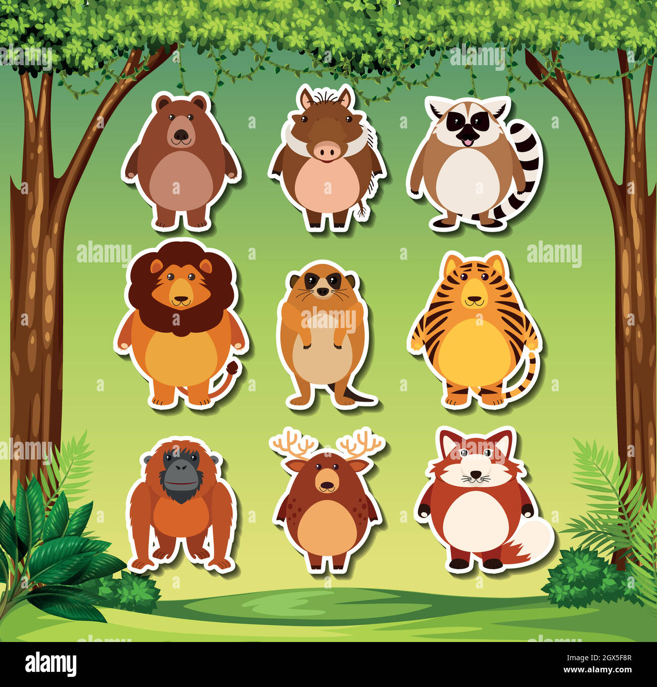 Set of wils animal sticker Stock Vector Image & Art - Alamy