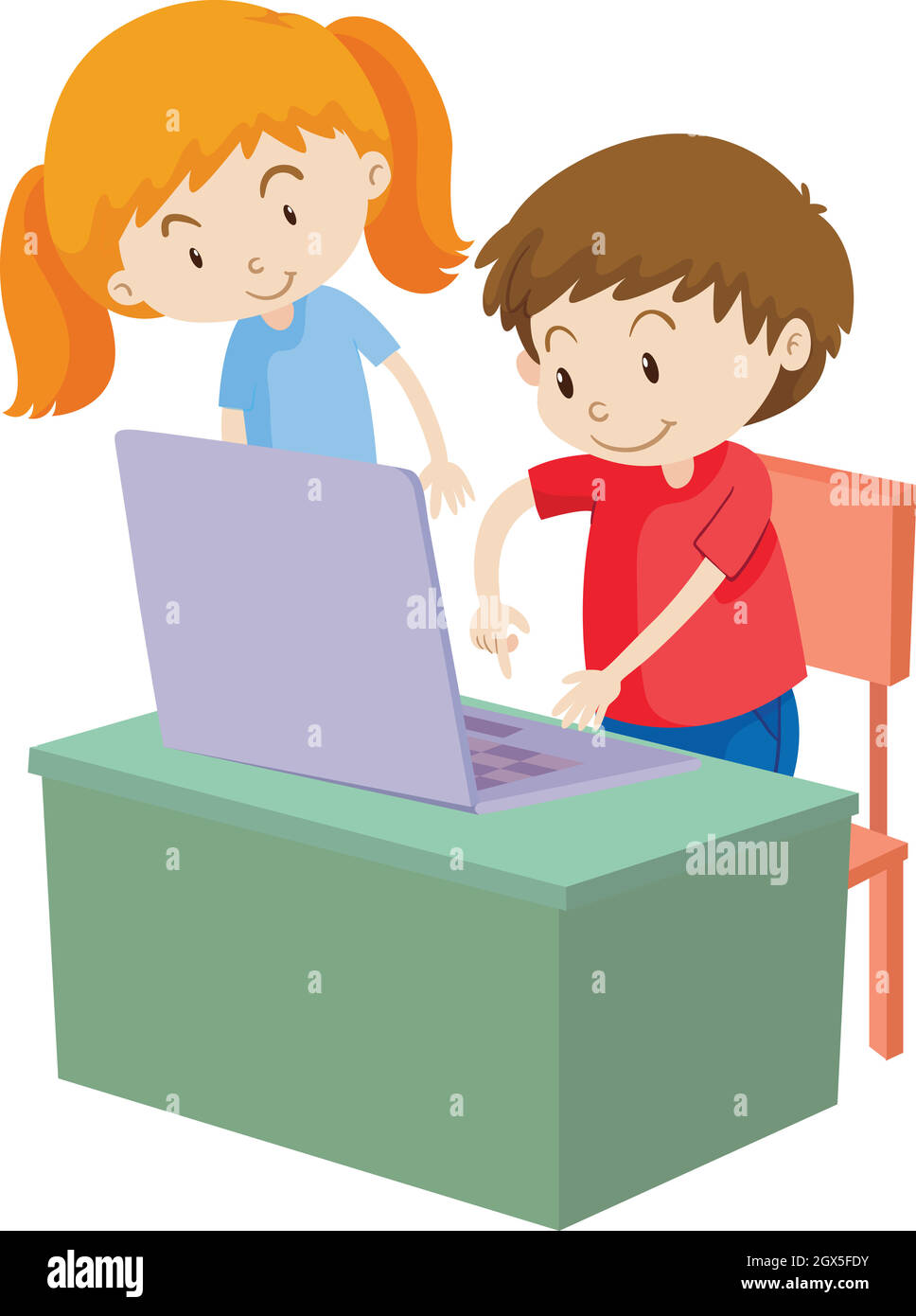 Student typing at computer Stock Vector Images - Alamy
