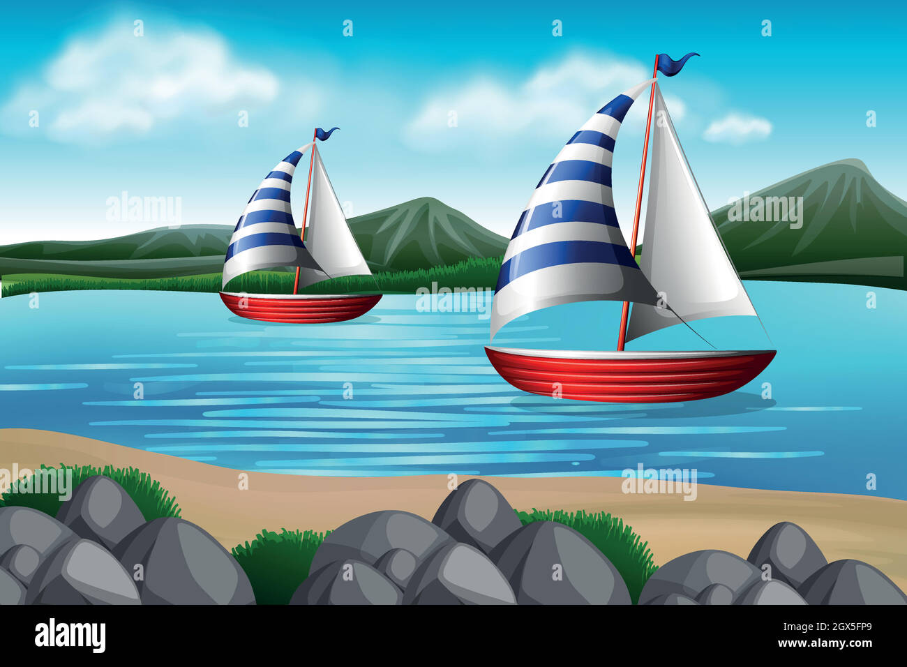 Sailing boat sea in Stock Vector Images - Alamy