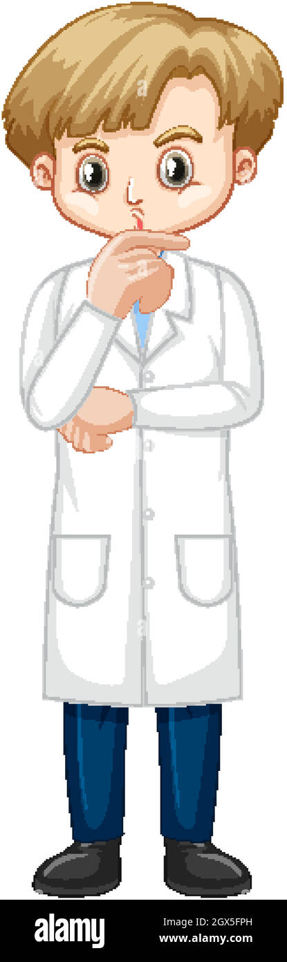 Cute boy in lab gown on white background Stock Vector Image & Art - Alamy