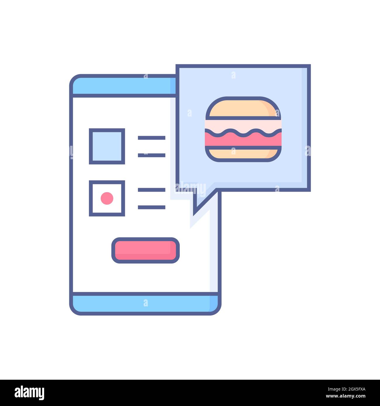 Online food ordering - modern line design style icon on white ...