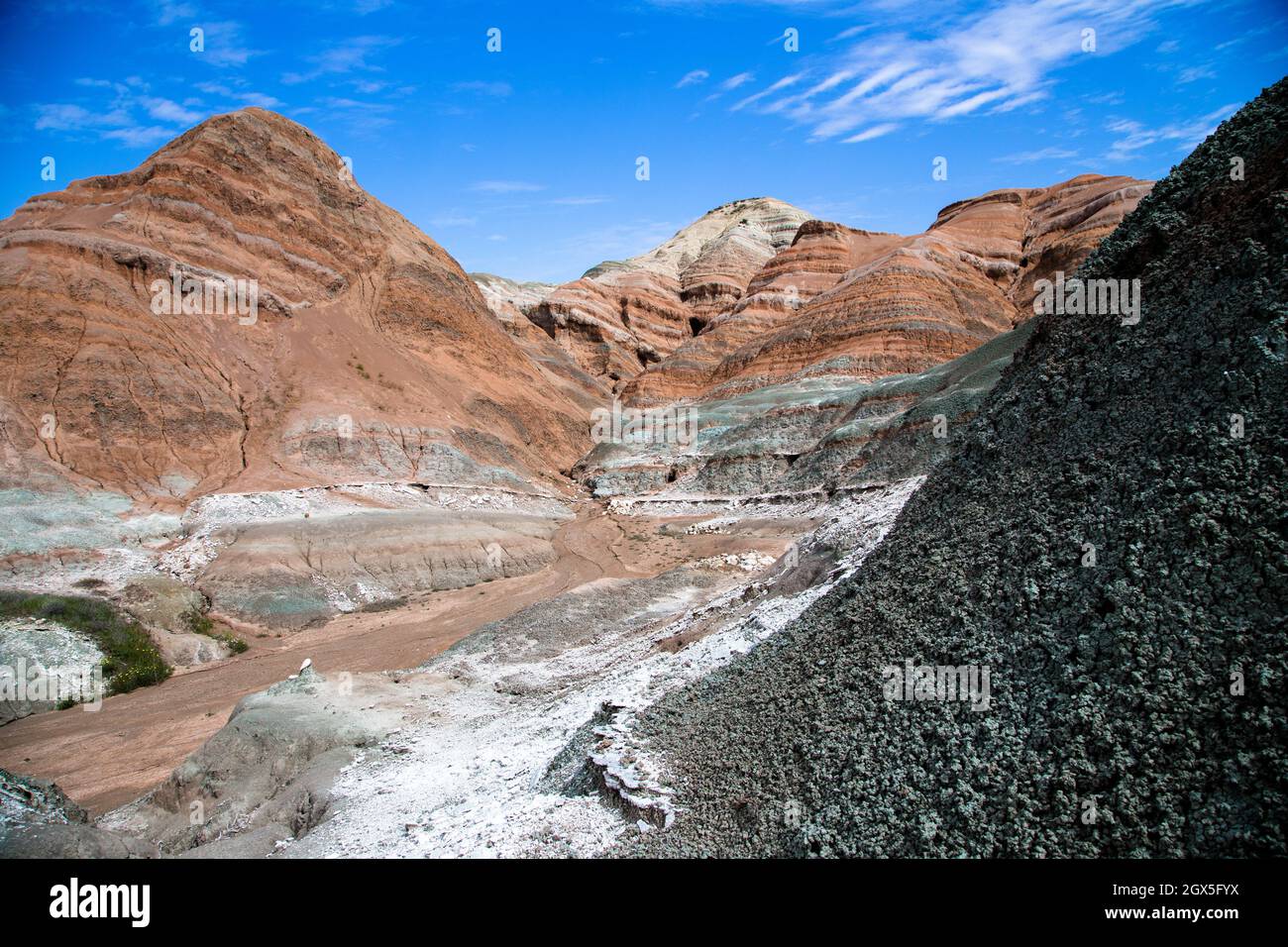 Blue sky with colorful natural mountain patterns Stock Photo - Alamy