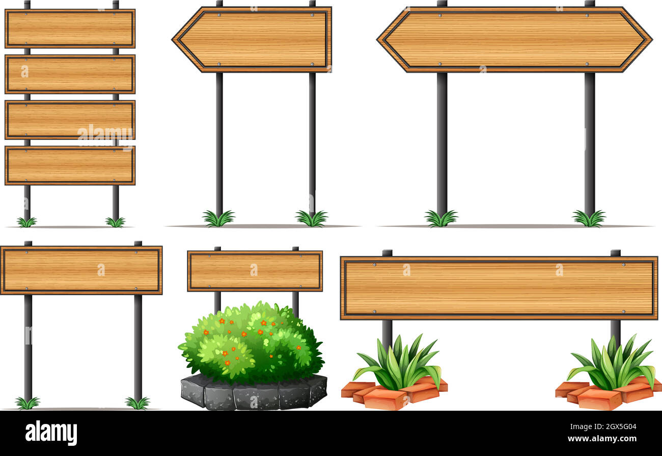 Wooden signs and bush Stock Vector Image & Art - Alamy