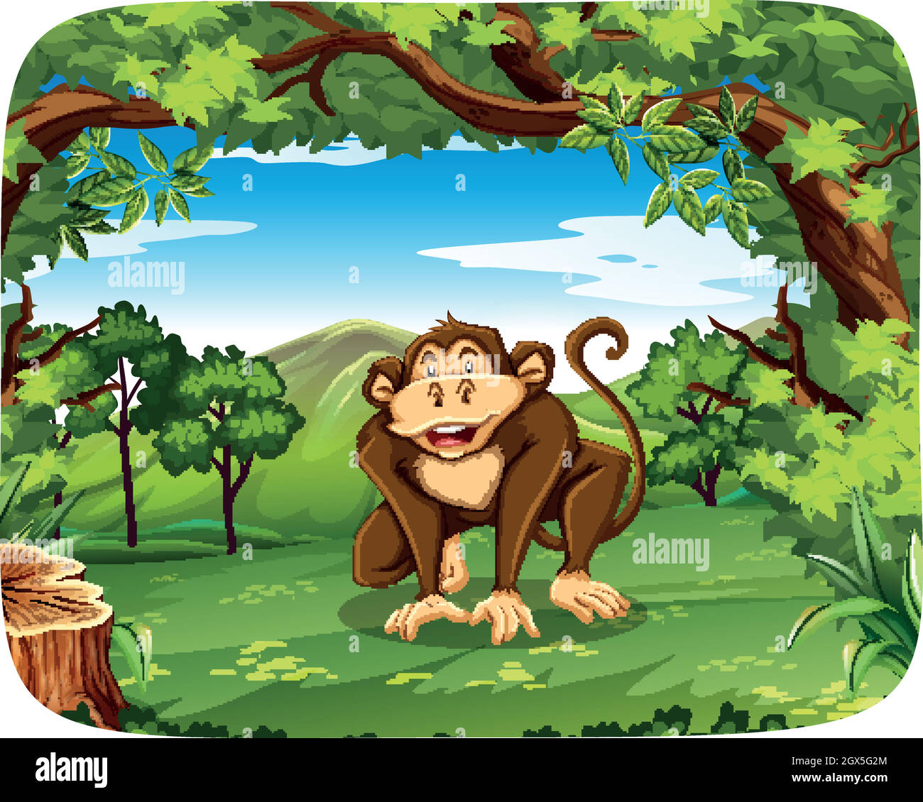 Monkey rainforest Stock Vector Images - Alamy