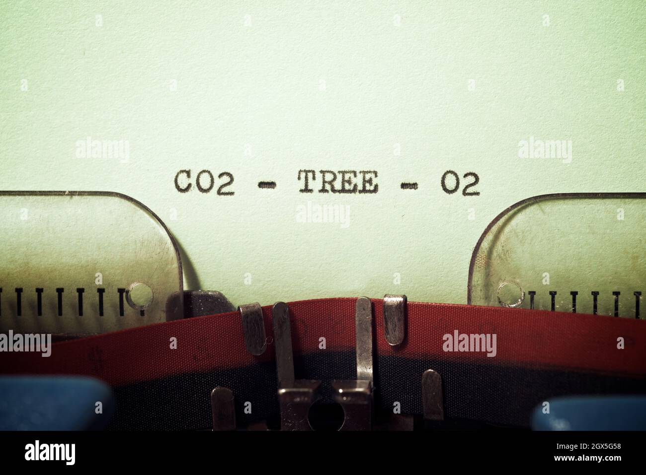CO2 tree O2 text written with a typewriter Stock Photo - Alamy