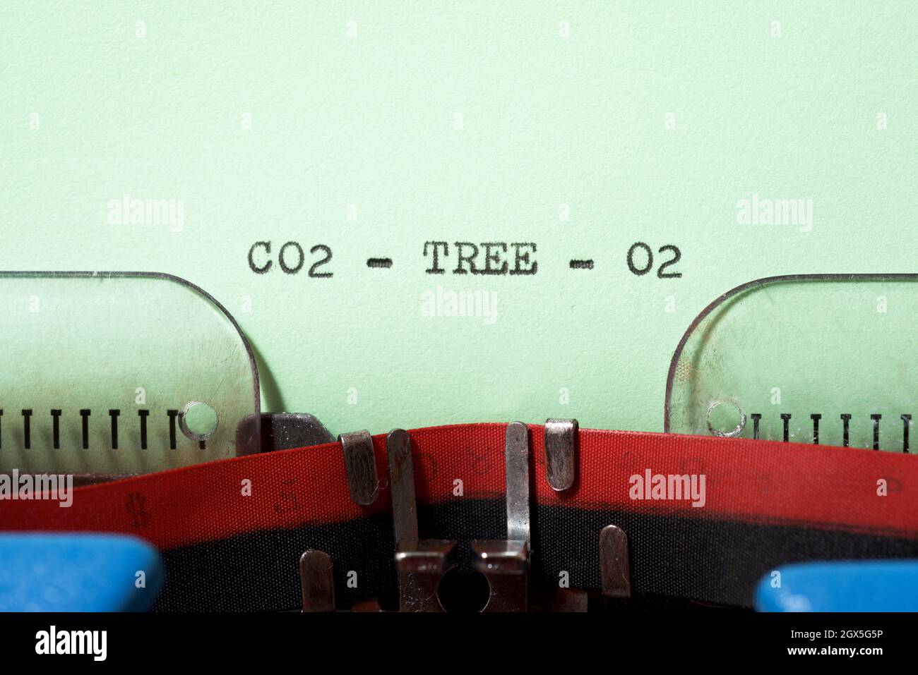 CO2 tree O2 text written with a typewriter Stock Photo - Alamy