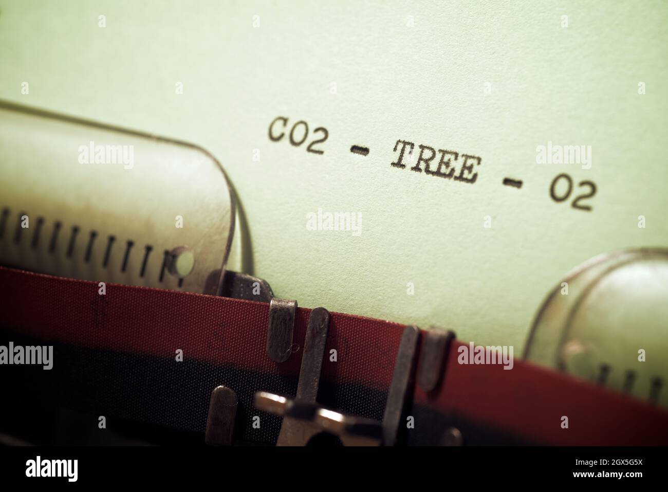 CO2 tree O2 text written with a typewriter Stock Photo - Alamy