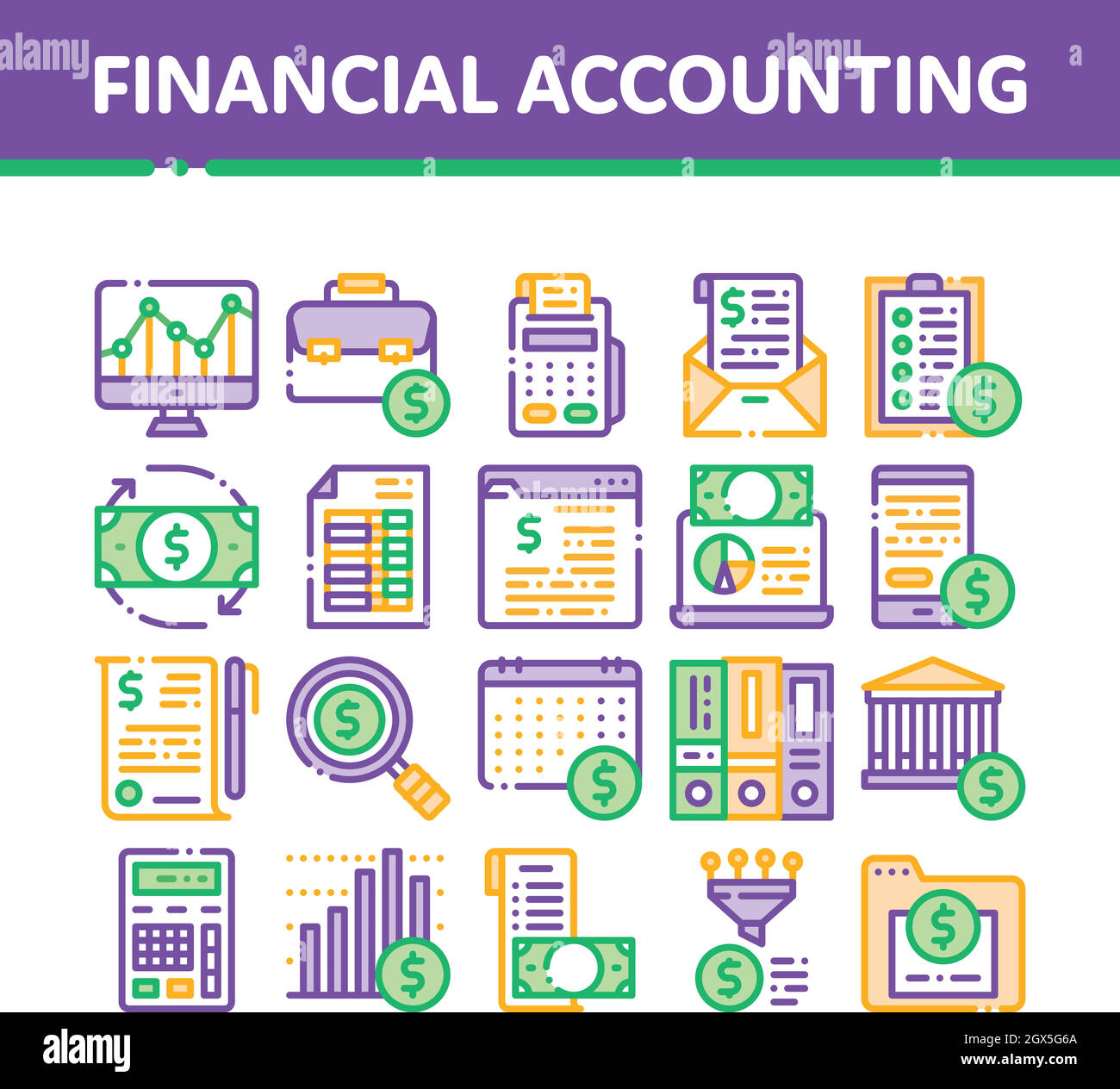 Financial Accounting Collection Vector Icons Set Stock Vector Image ...