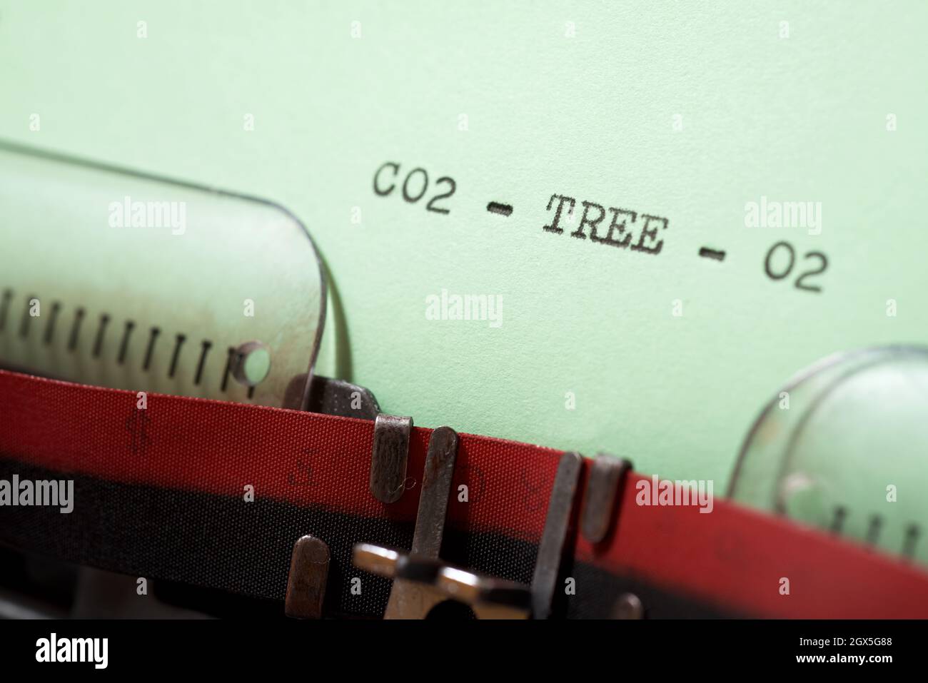CO2 tree O2 text written with a typewriter Stock Photo - Alamy