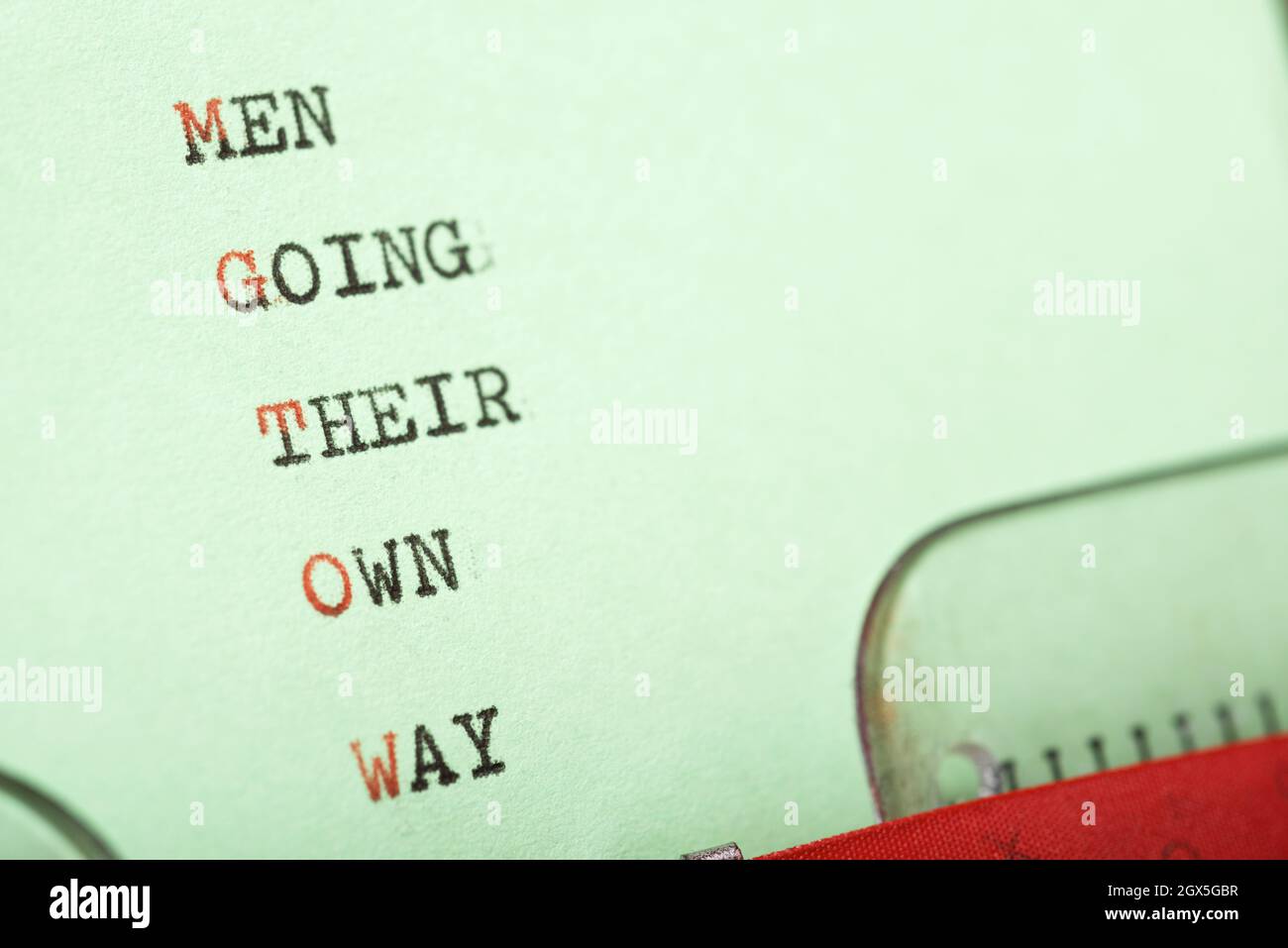 Men going their own way text written with a typewriter Stock Photo - Alamy