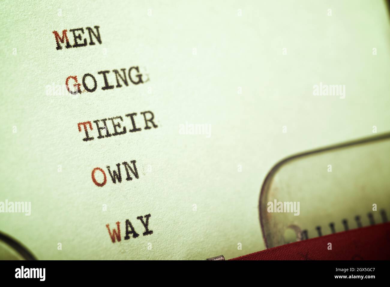 Men going their own way text written with a typewriter Stock Photo - Alamy
