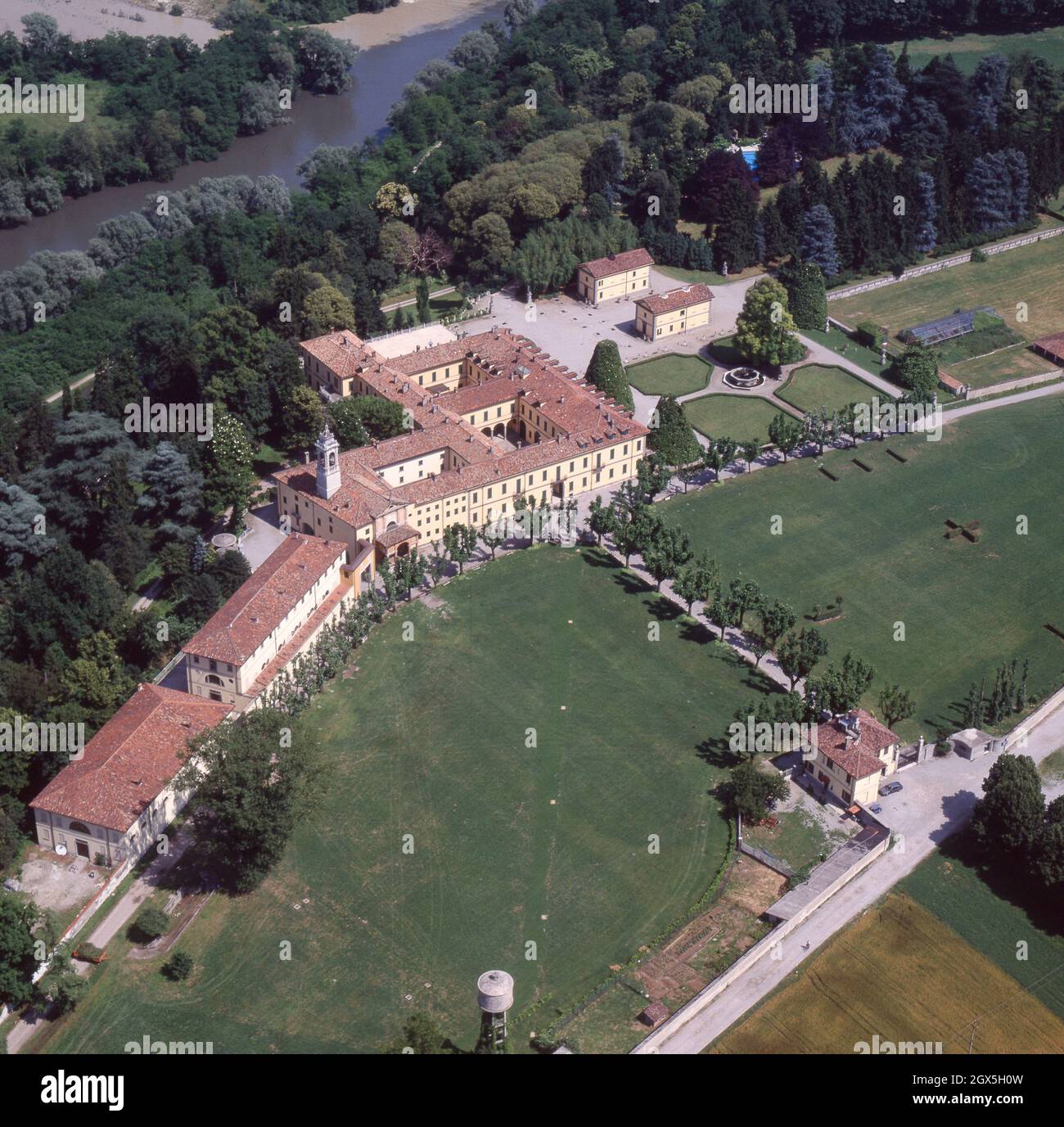 Europe, Italy, Lombardy - Trezzo Adda - aerial photo of the remains of ...