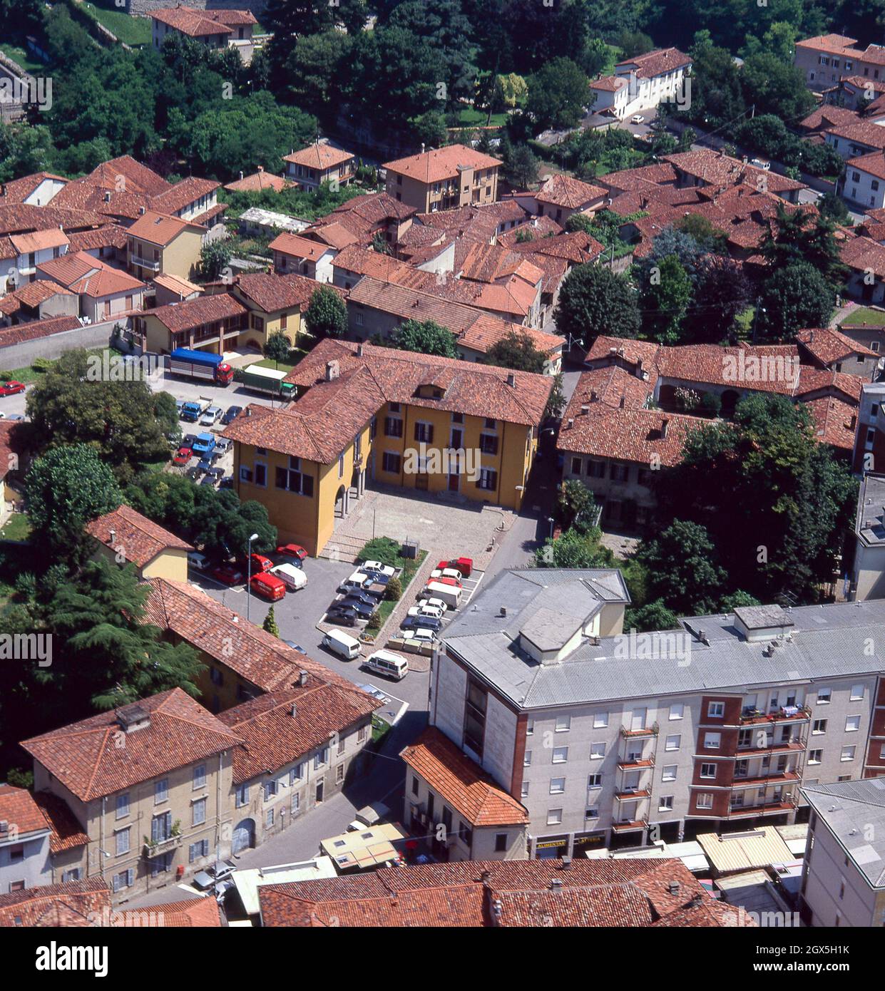 Europe, Italy, Lombardia - aerial photo, Italy, Trezzo Adda town hall ...