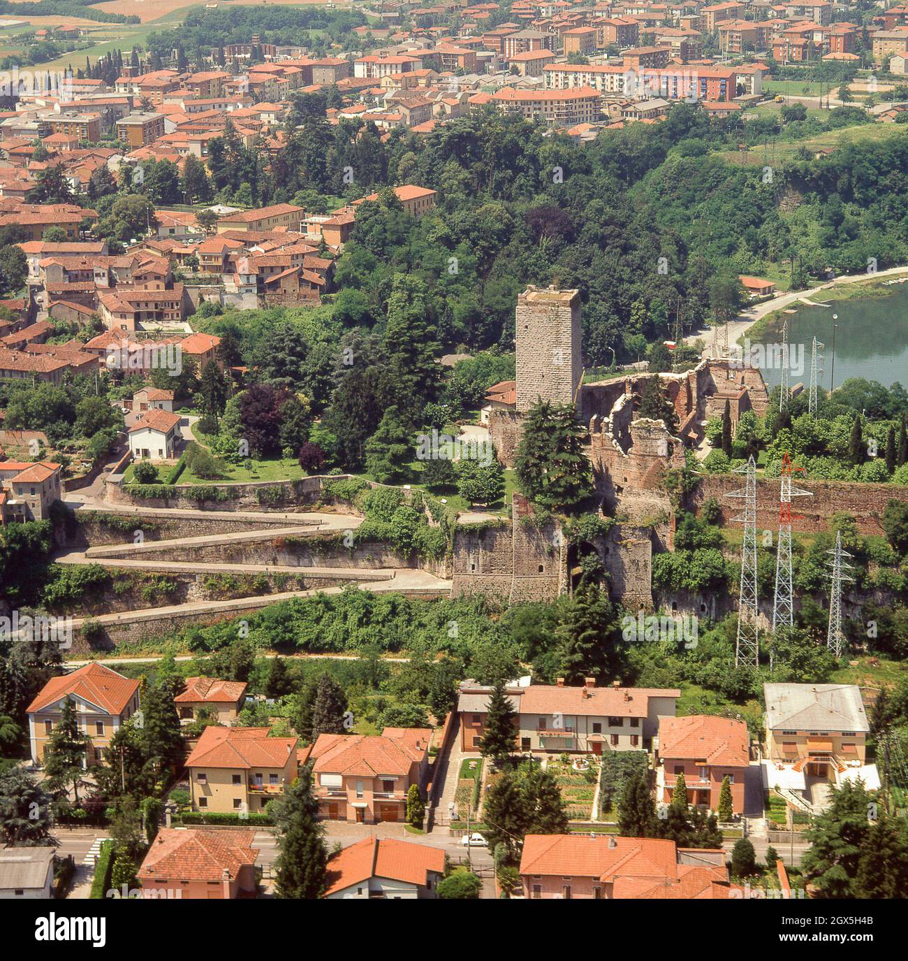 Europe, Italy, Lombardy - Trezzo Adda - aerial photo of the remains of ...